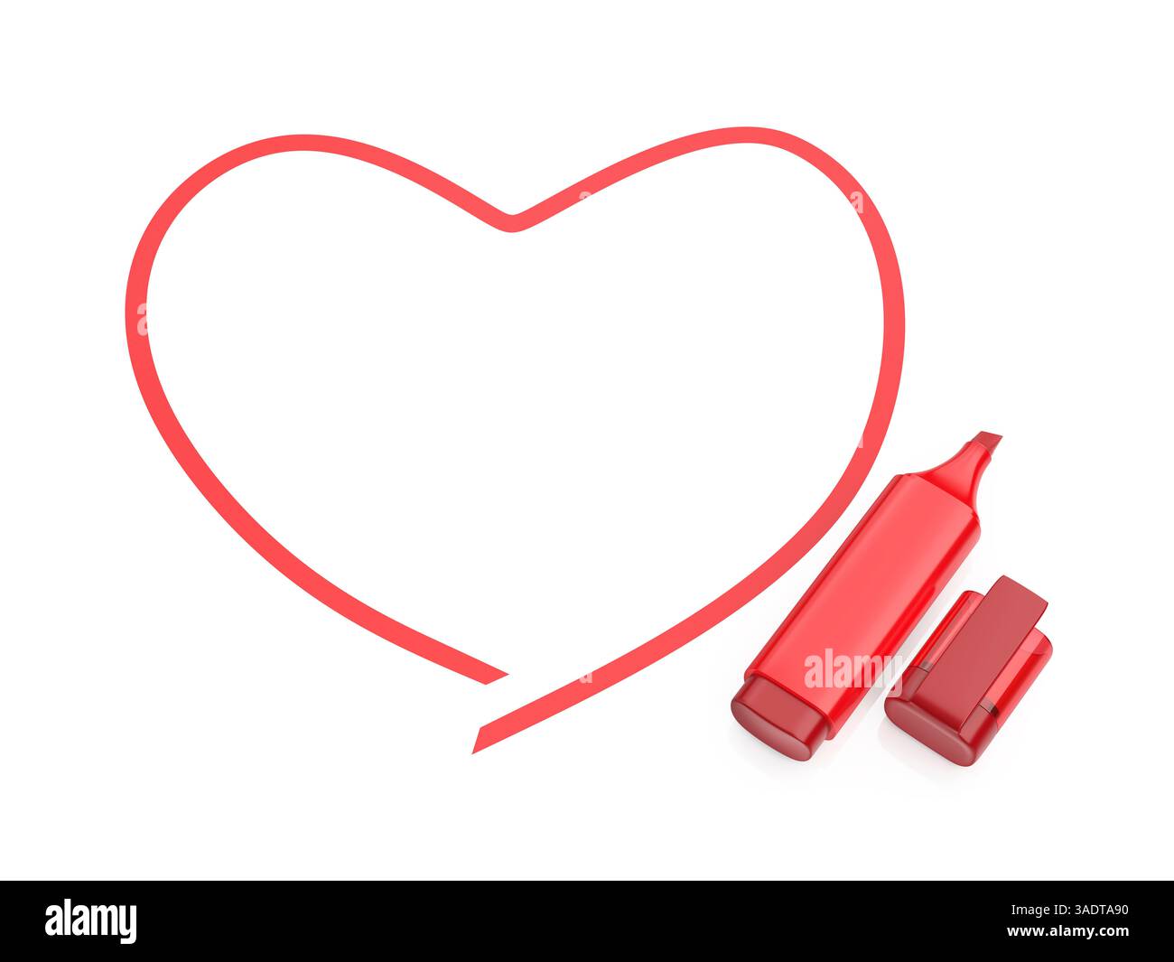 Red marker and red heart on white background Stock Photo - Alamy