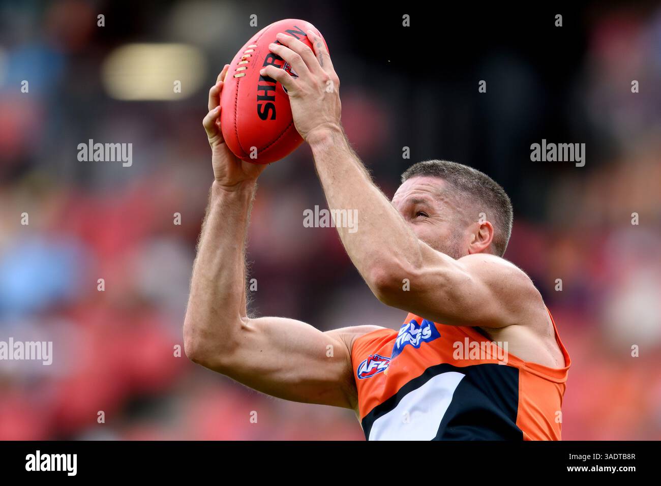 Jesse Hogan of the GWS Giants catches the ball during the AFL Round 4 ...