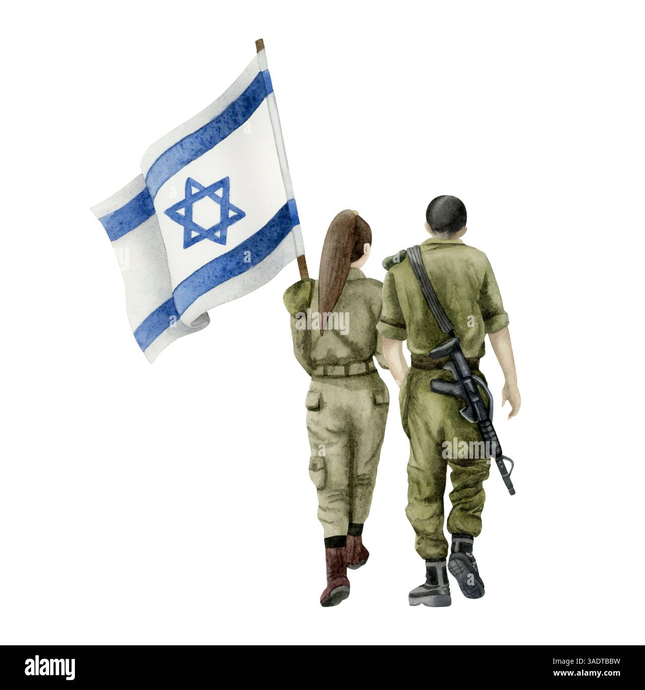 Israel Independence day concept with IDF male and female soldiers ...