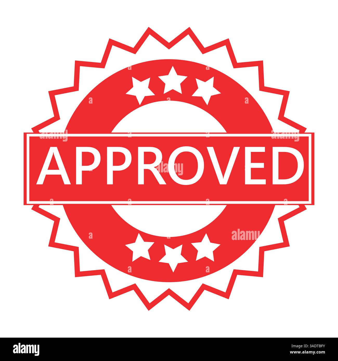 Red Circular Approved Stamp with Jagged Edge and White Stars Isolated ...