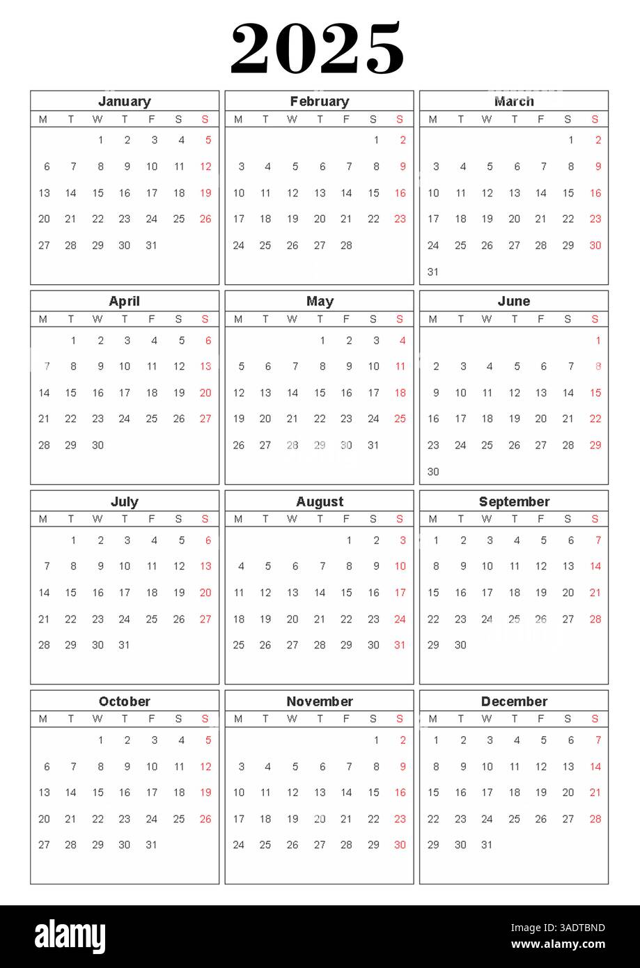 2025 calendar American English, isolated on white background design ...