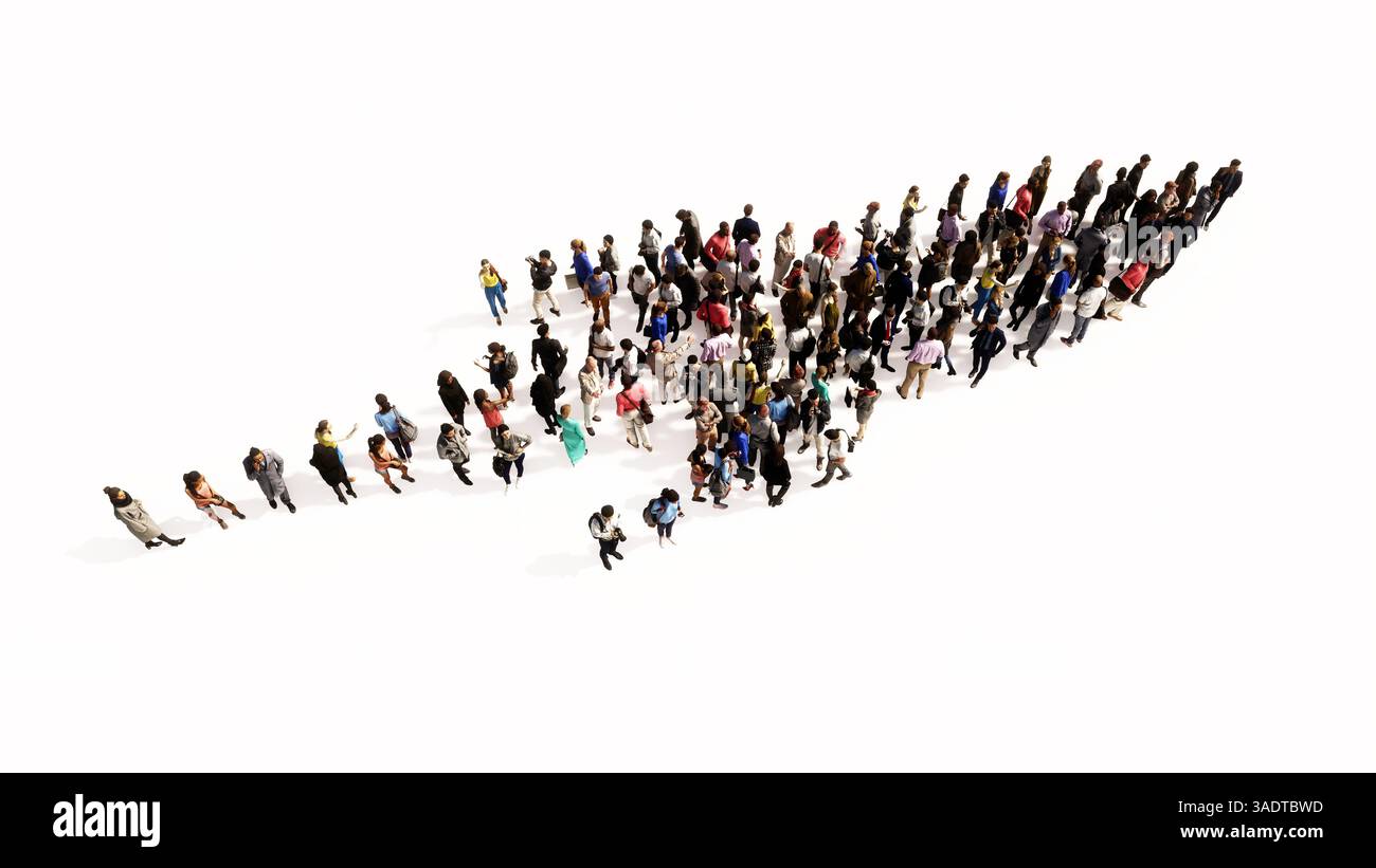 Concept conceptual large community of people forming the sign of a ...