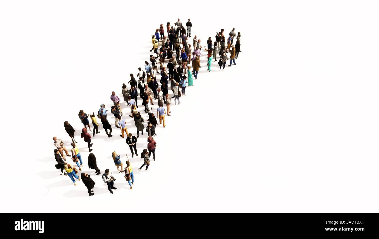 Concept conceptual large community of people forming the settings sign ...