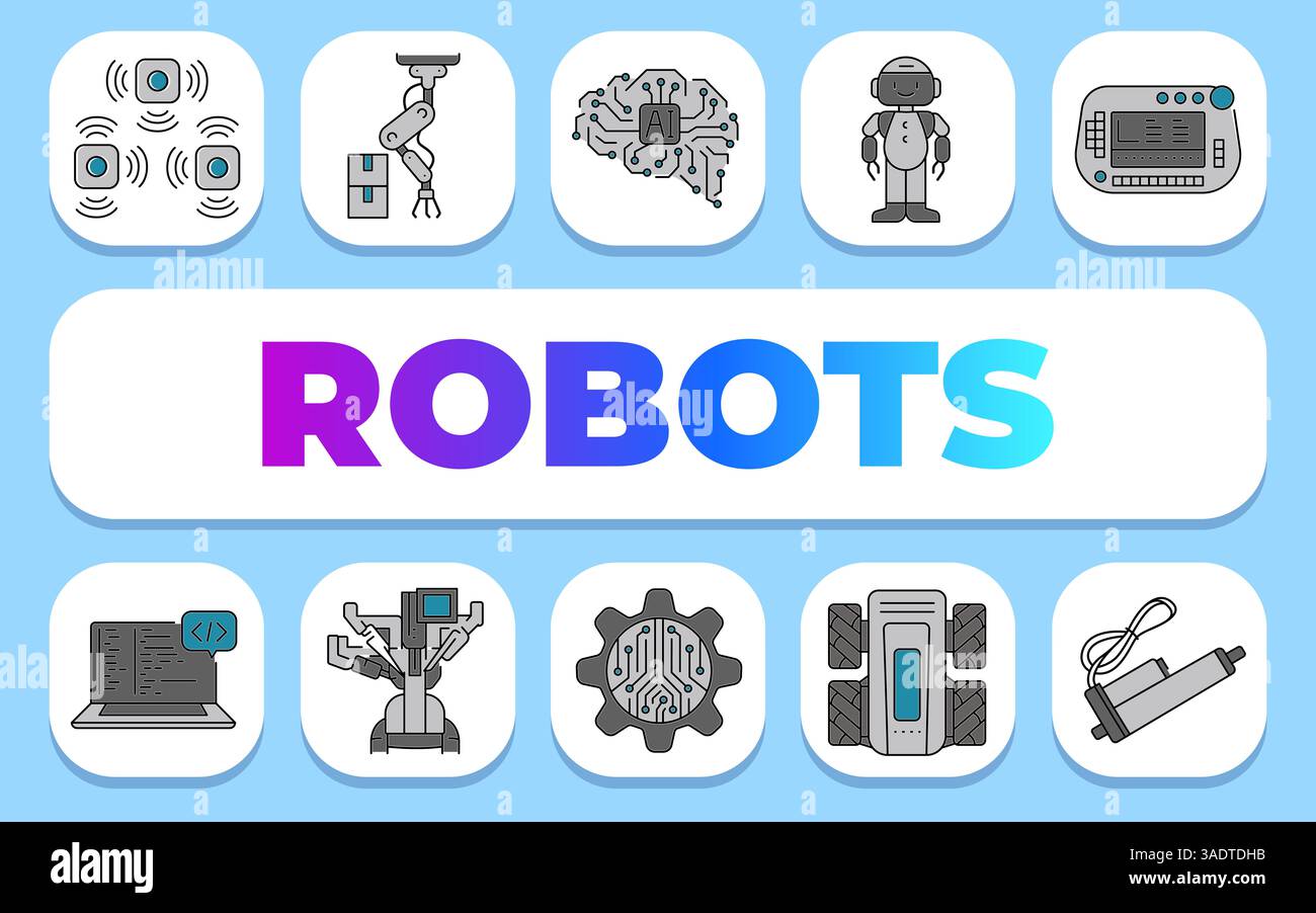 robots text concept. Shablon for presentation and Infographics. Minimal ...