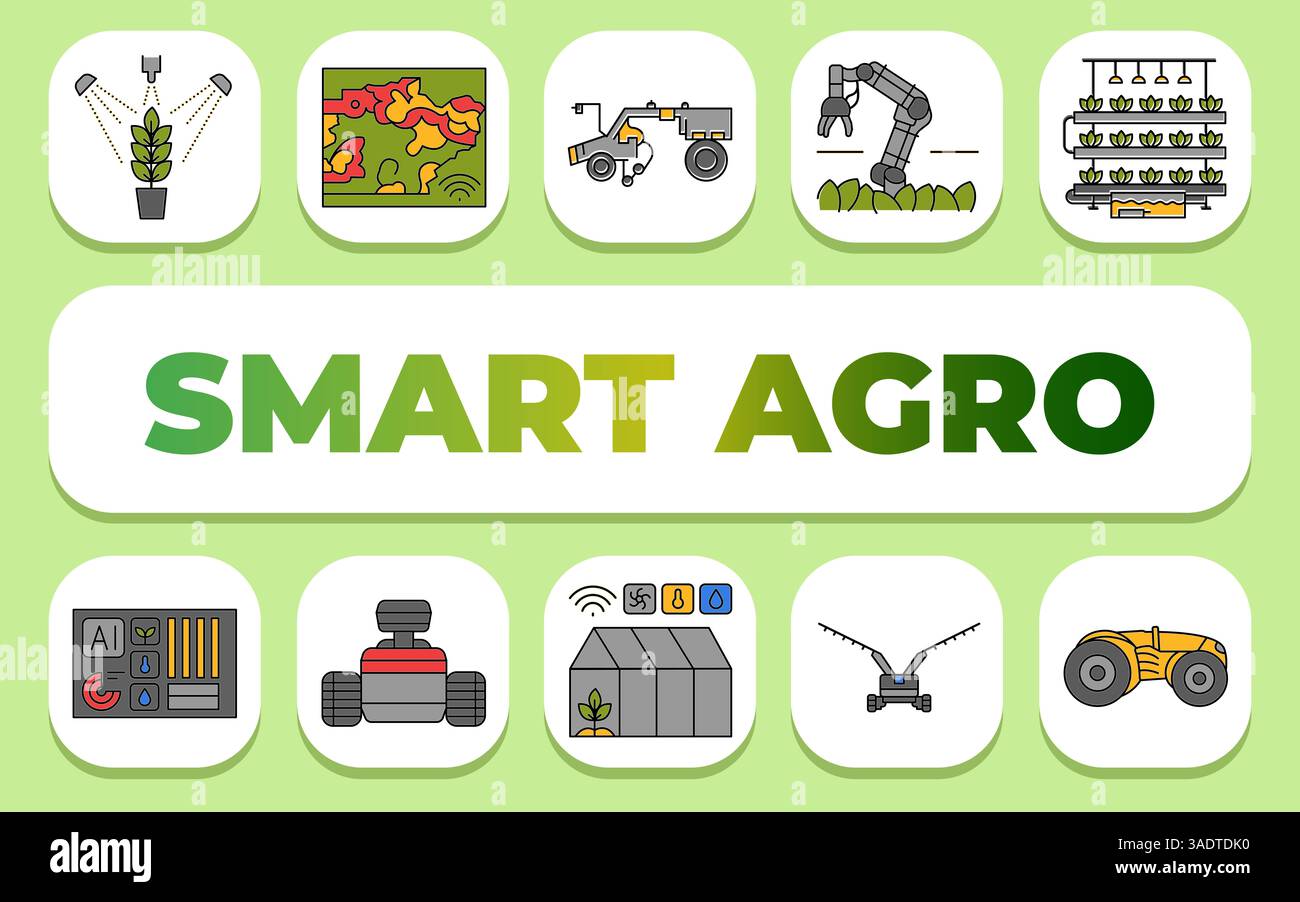 smart agro text concept. Shablon for presentation and Infographics. Minimal Clean Icons for Apps ...