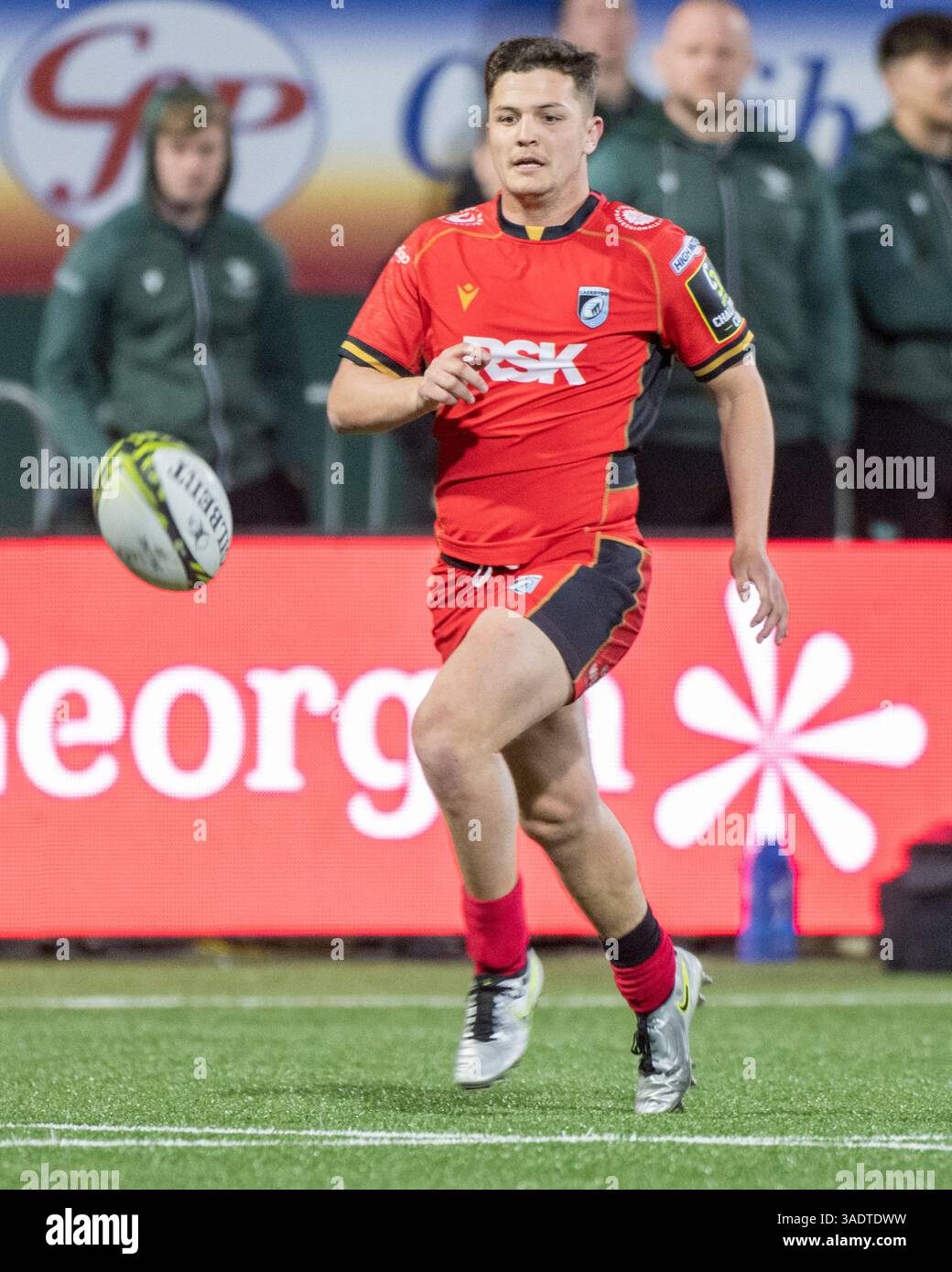 Galway, Ireland. 05th Apr, 2025. Callum Sheedy of Cardiff during the ...