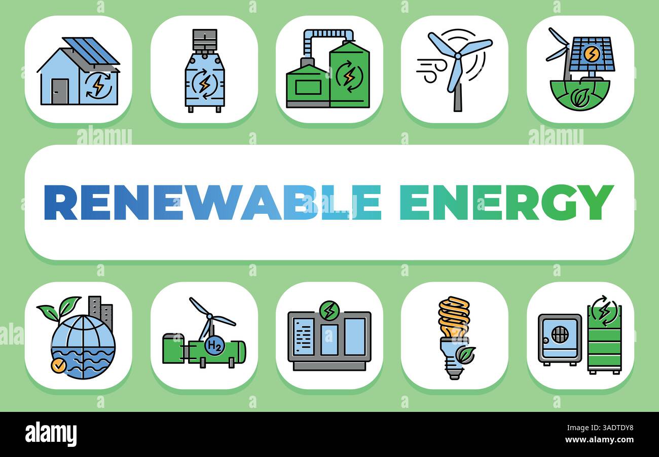 renewable energy text concept. Shablon for presentation and ...