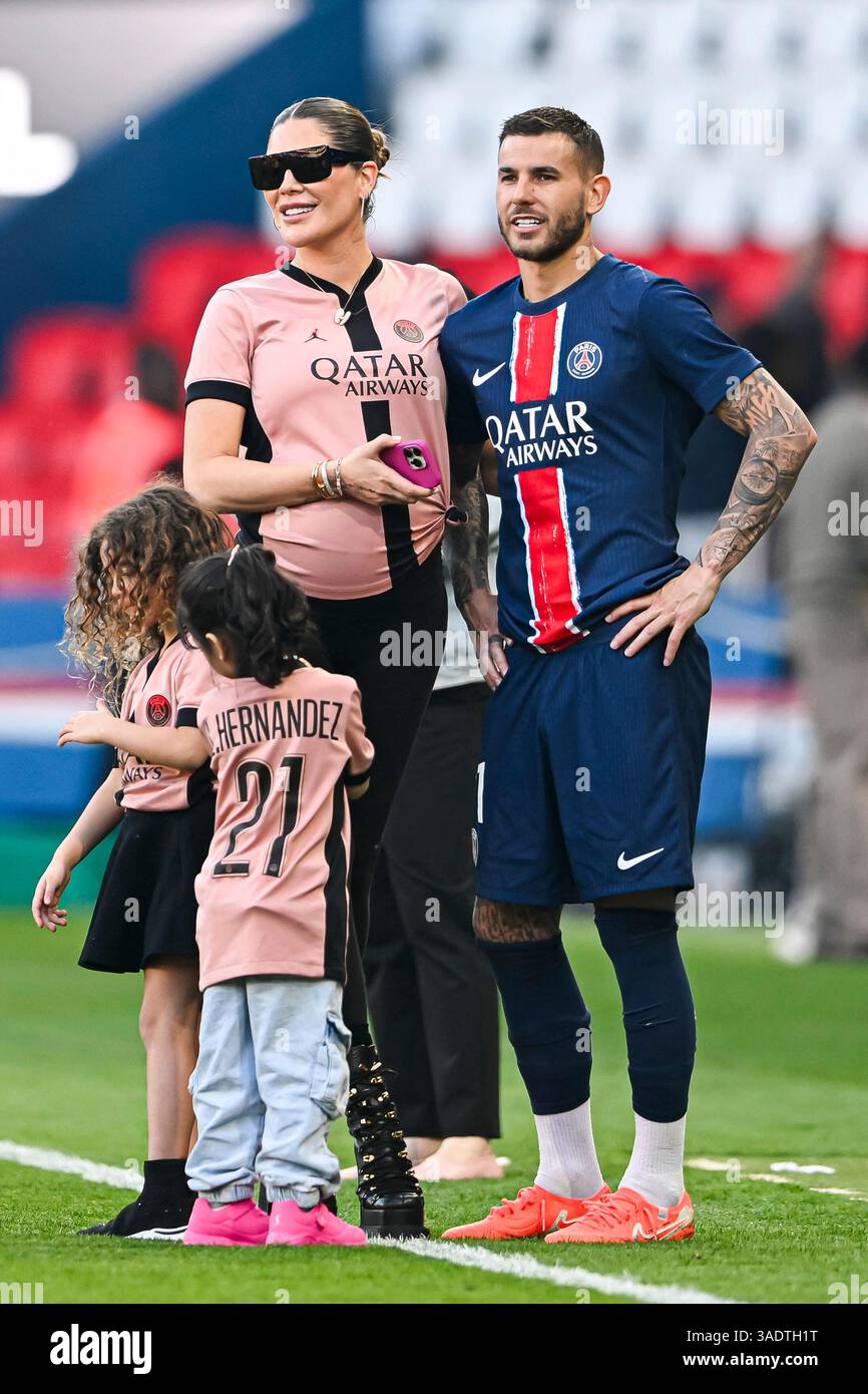 Lucas Hernandez and his girlfriend Victoria Triay and his kids during ...