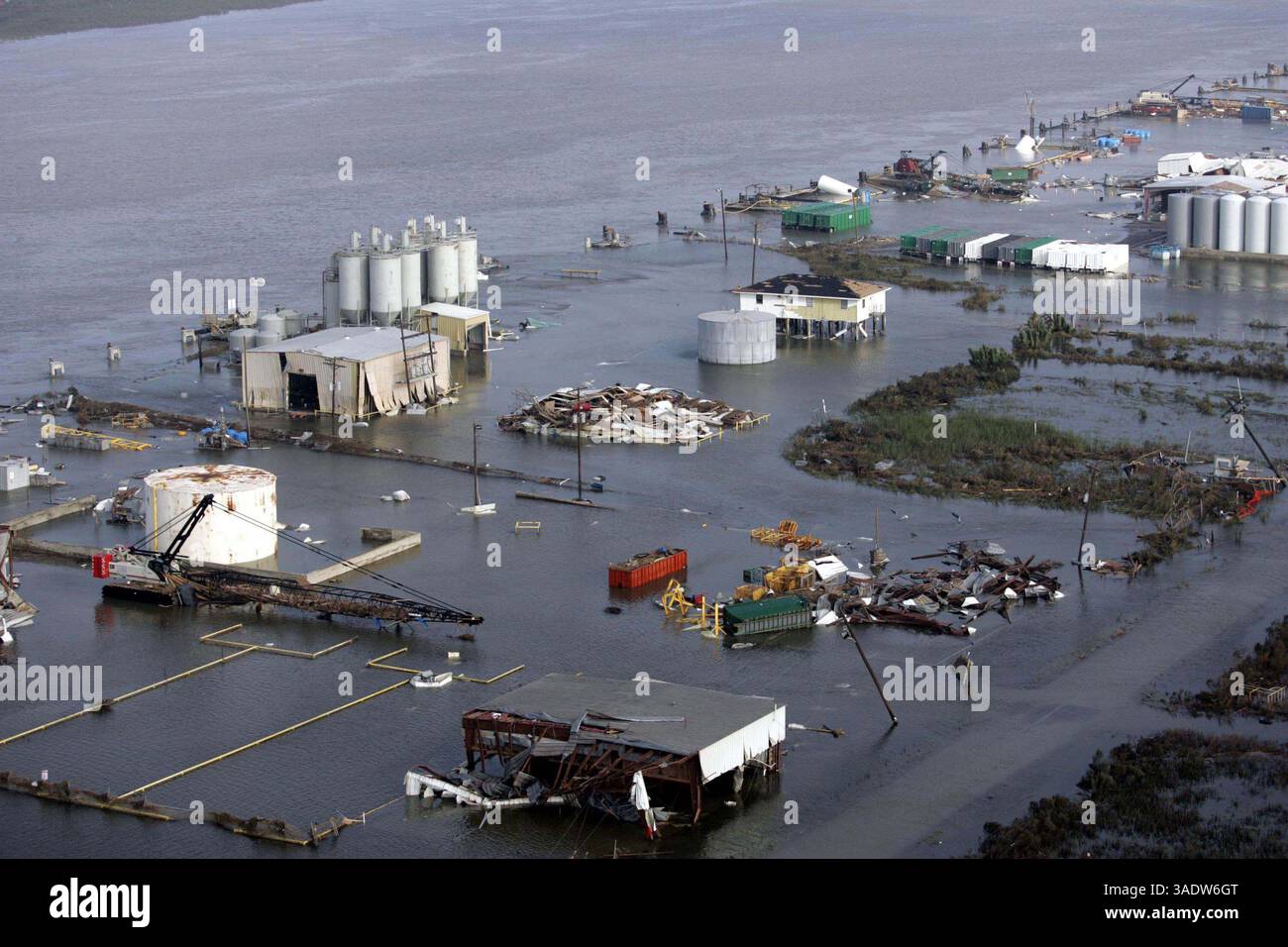 Sep 25, 2005; Cameron Parish, LA, USA; Oil facilities near the town of ...