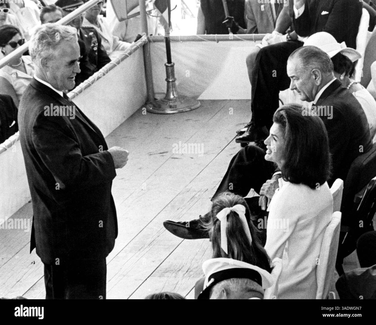 JACQUELINE KENNEDY ONASSIS AND PRESIDENT LYNDON B. JOHNSON AT THE ...