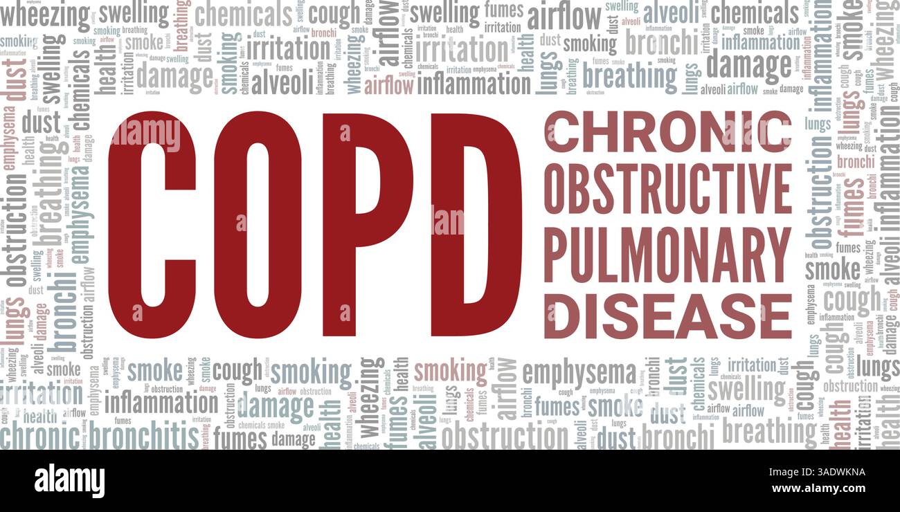 COPD Chronic Obstructive Pulmonary Disease word cloud conceptual design isolated on white ...