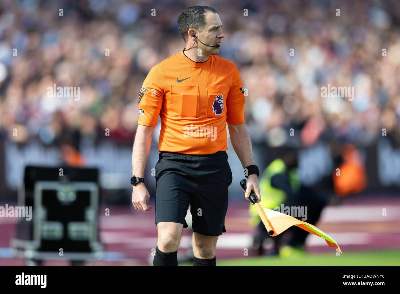 Assistant referee Edward Smart during the West Ham United FC v AFC ...