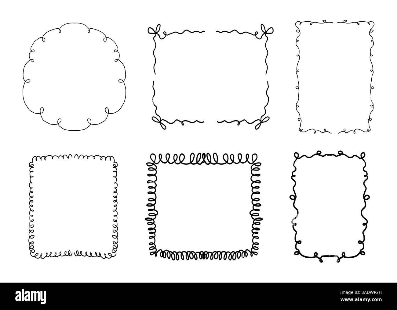 Whimsical coquette ribbon frame, hand drawn line ornament, border y2k ...