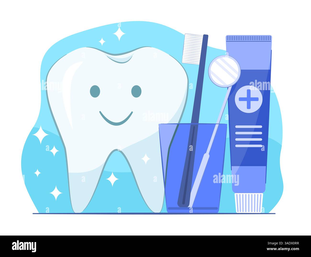 Cute White Tooth Cartoon Character with Toothbrush and Toothpaste for ...
