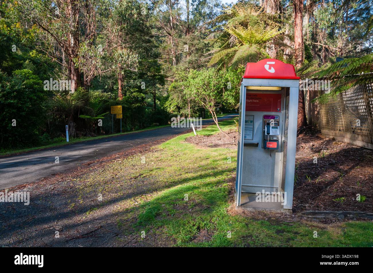 Telstra public phone booth offering free calls in a rural outdoor ...
