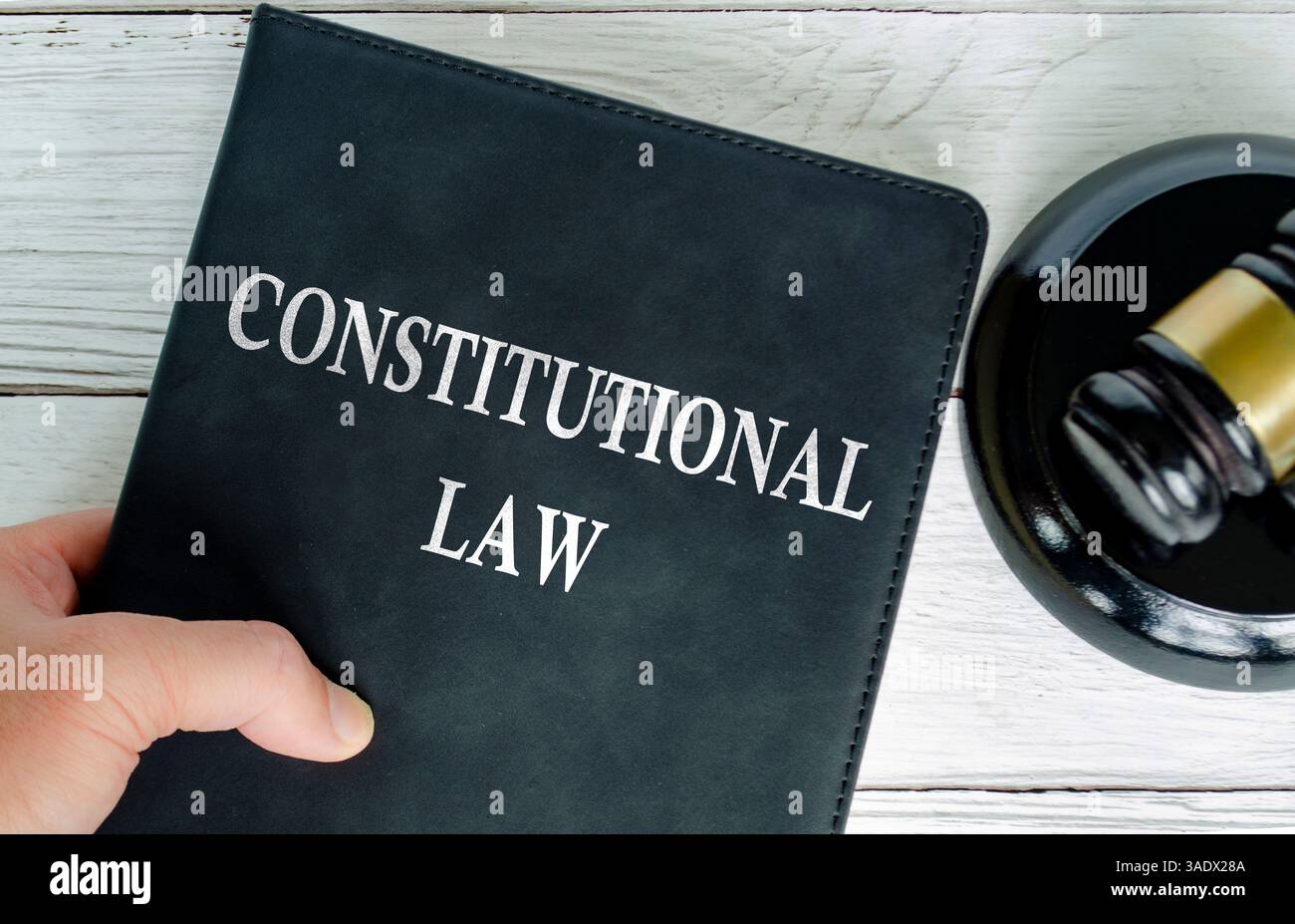 Top view of Constitutional Law book with gavel background Stock Photo ...