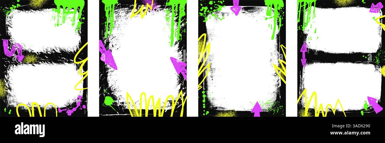 Grunge black frame template with arrow and aerosol paint. Graffiti ...