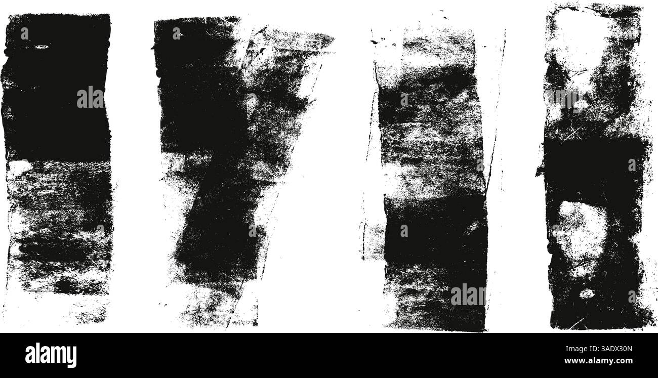 Grunge eroded textures set. Ink roller background. Vintage rectangles ...