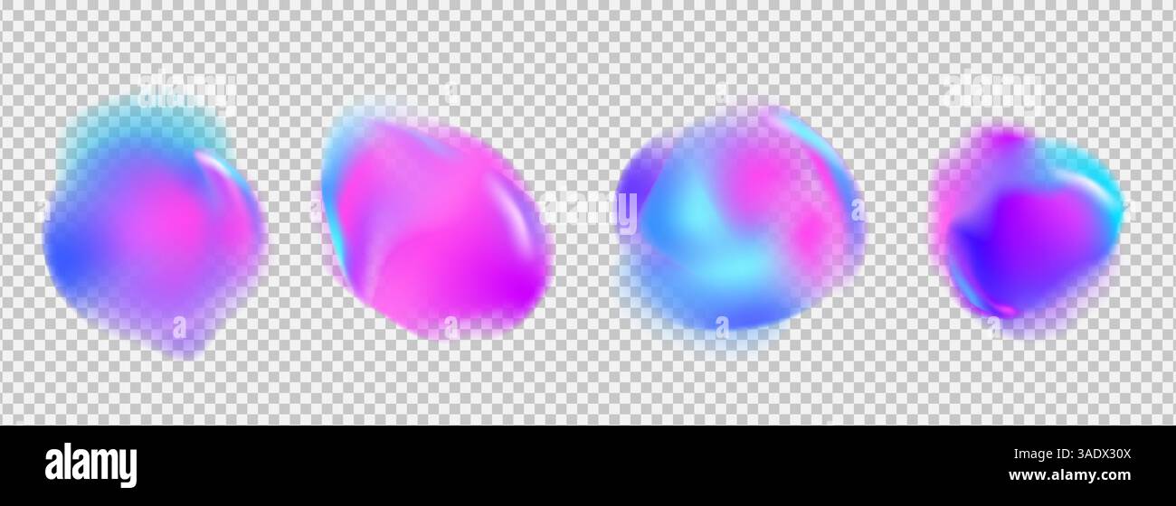 Irregular round gradient shapes set. Vector neon circular organic ...