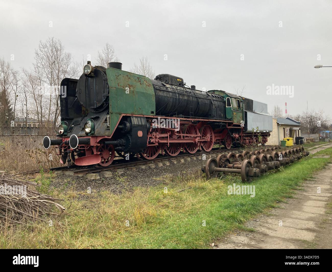 Pt47-20 steam locomotive Wrocław. City landscape view of the Polish ...