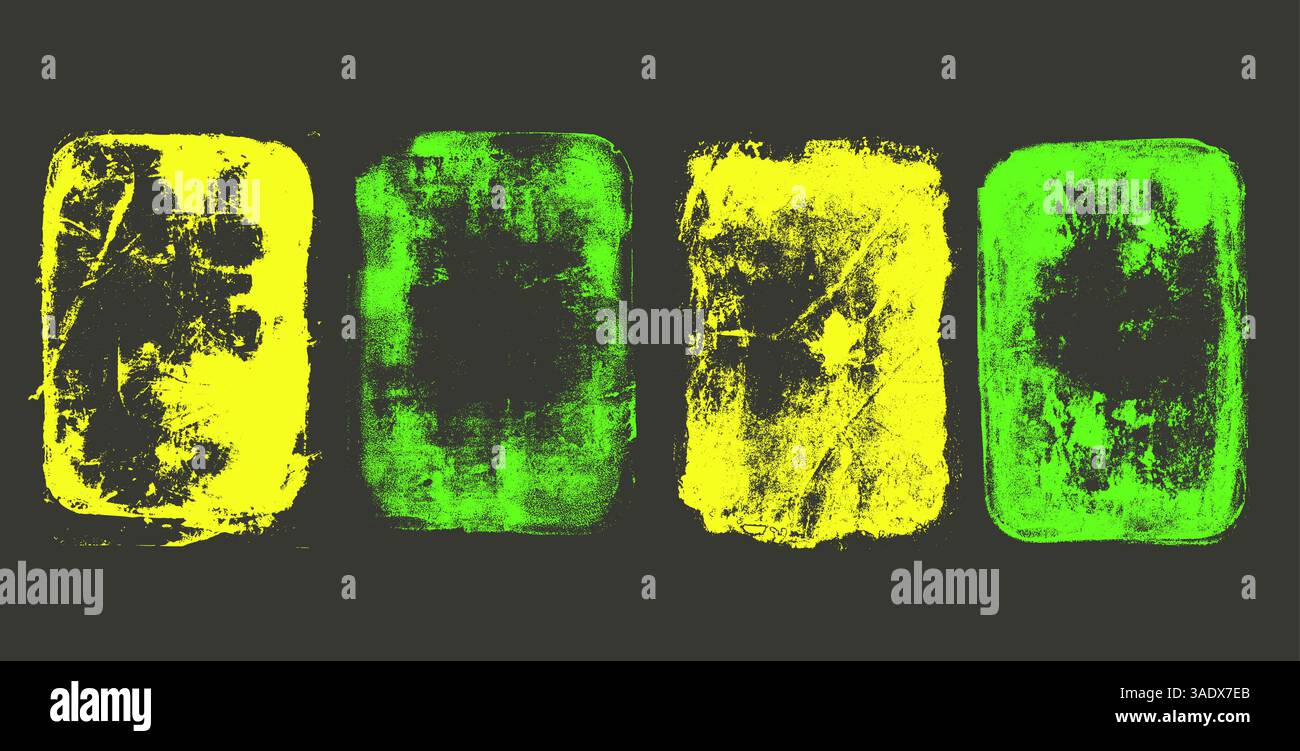 Grunge highlights paint urban square swatches set. Messy yellow and ...