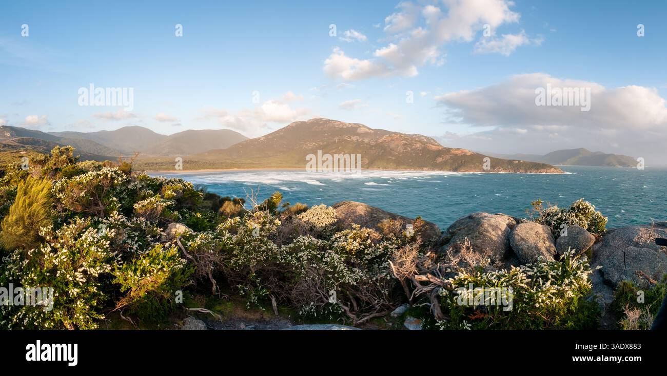 Panorama image, Norman Beach view from Pillar Point Lookout, Wilsons ...