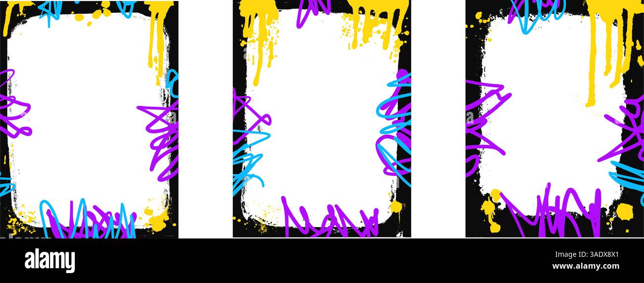 Set of background frames in urban grunge style. Graffiti templates with ...