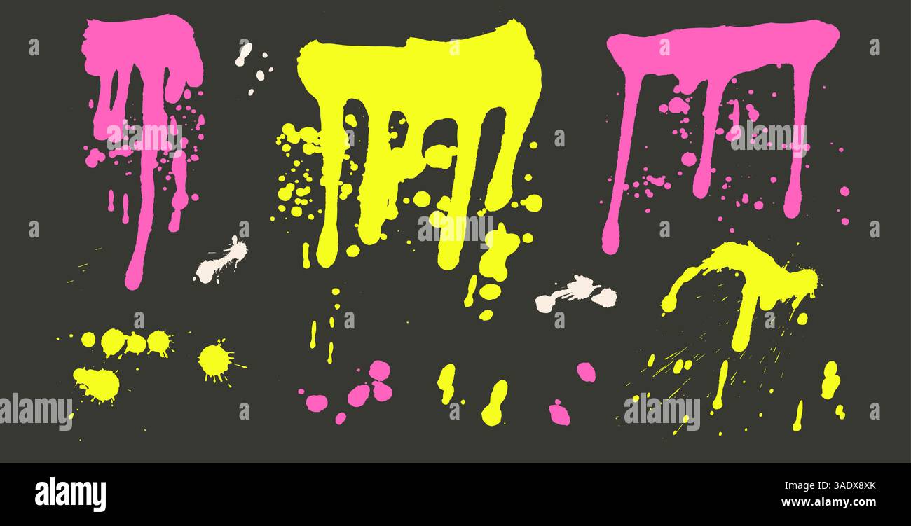 Graffiti art spray splatters set. Grunge colorful highlights splashes ...