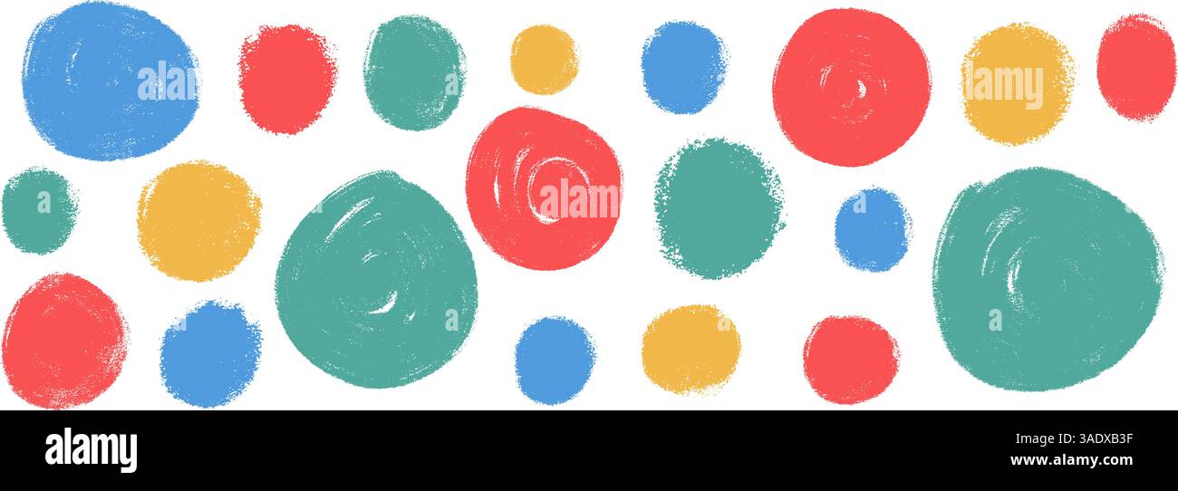 Round colorful decoration set. Polka dots crayon note shapes pack ...