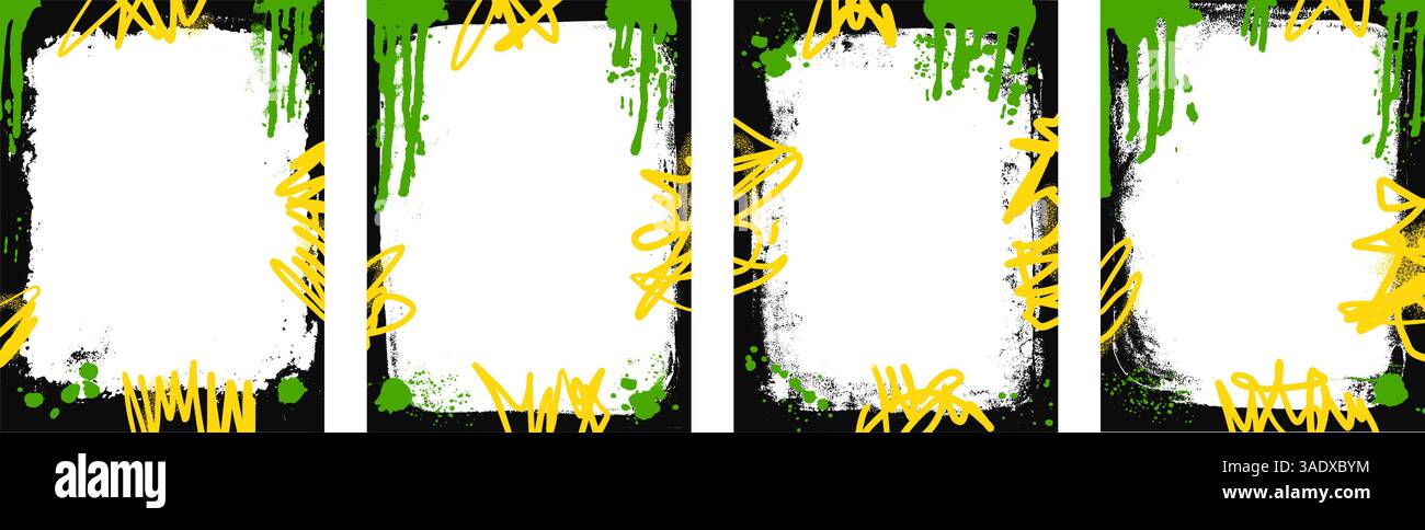 Graffiti frame templates. Hip hop spray art layout background frames ...