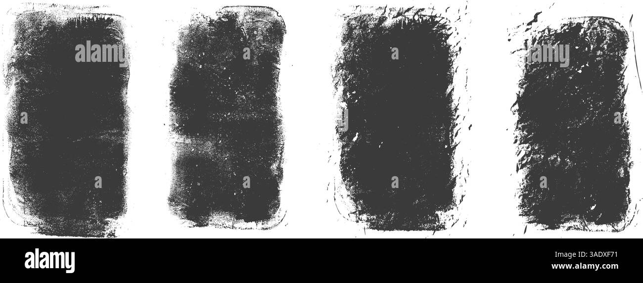 Ink grunge text boxes set. Callouts rectangles frames. Linocut rolled ...