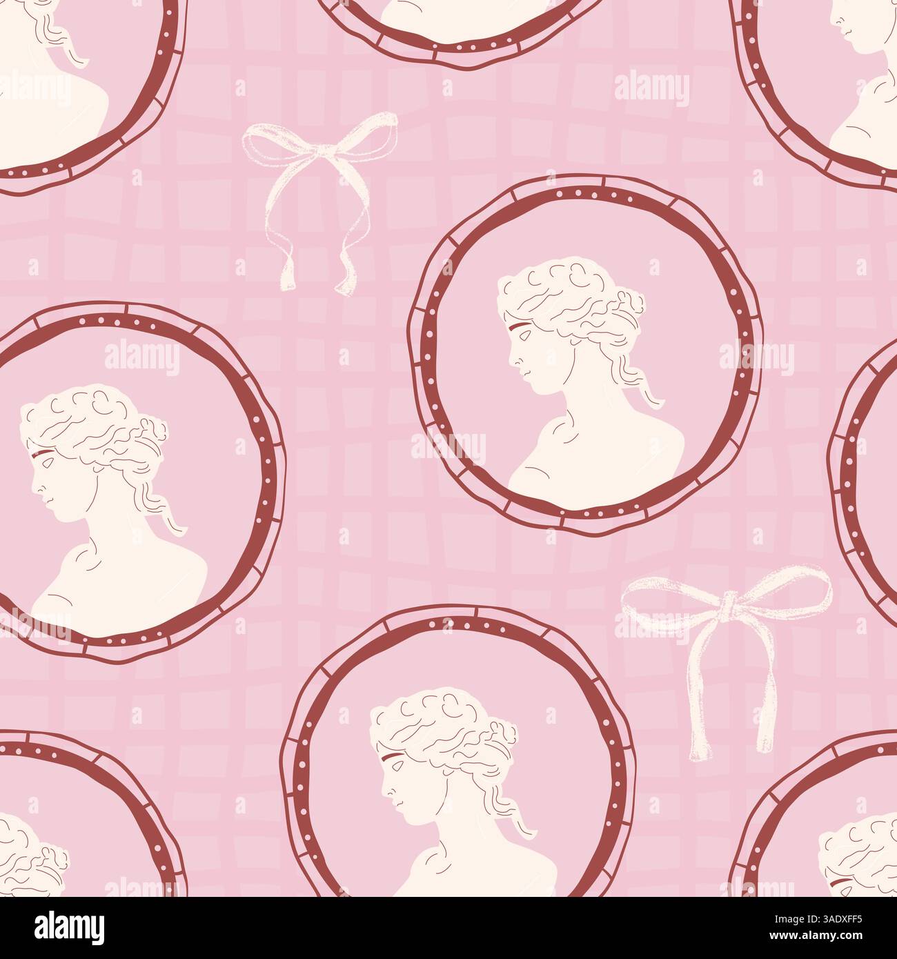 Antique Roman Statues seamless pattern. Greek face sculpture on picture ...