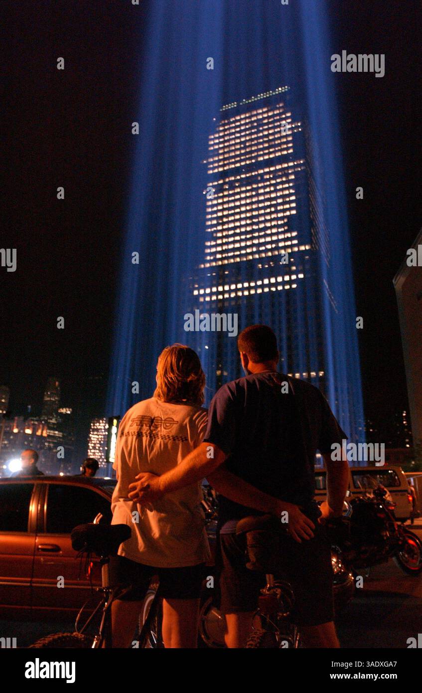 The 'Tribute in Light' in Downtown New York City, memorial to the World ...