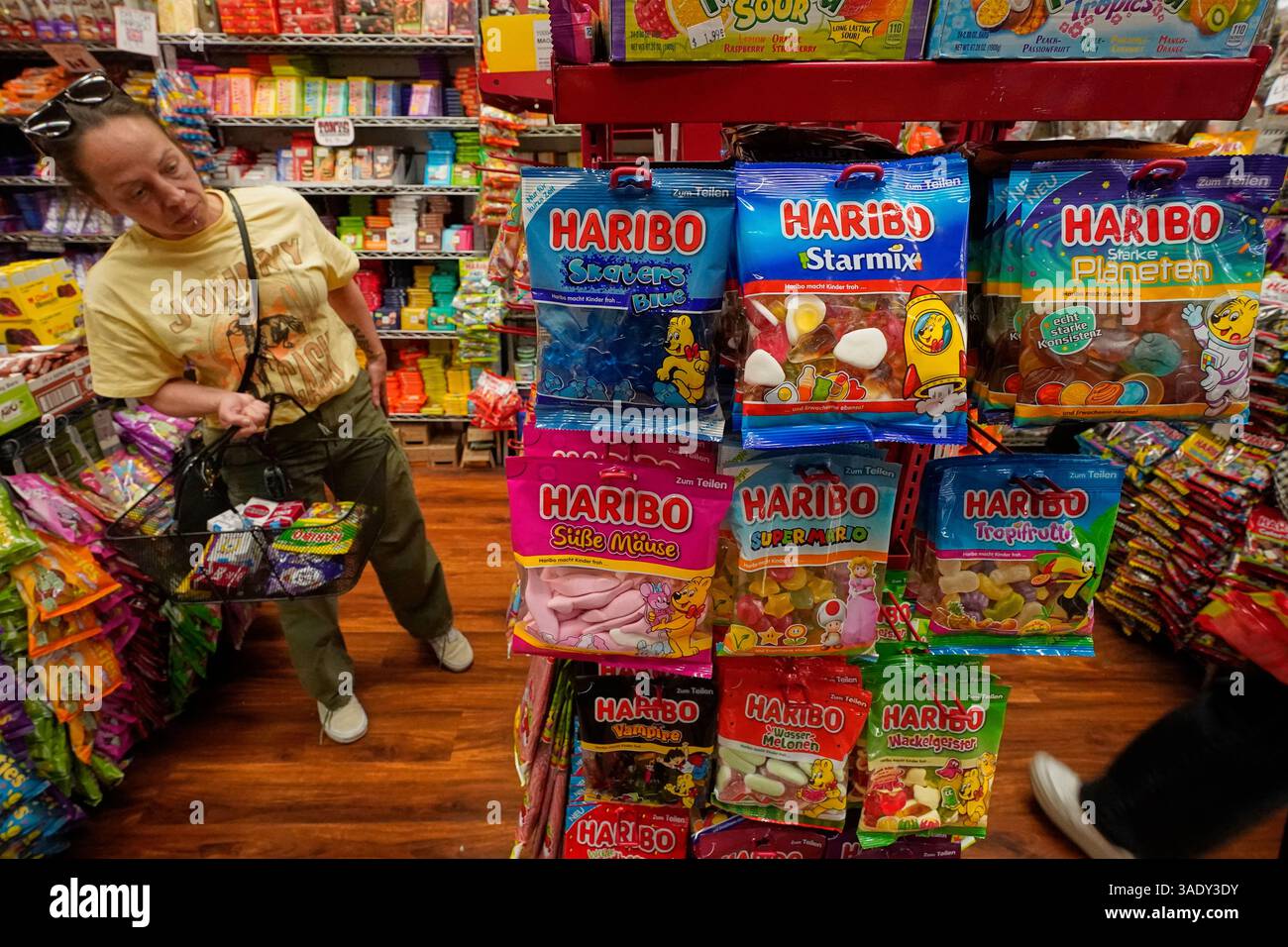 A shopper looks at Haribo candies from Germany, at Economy Candy on New ...