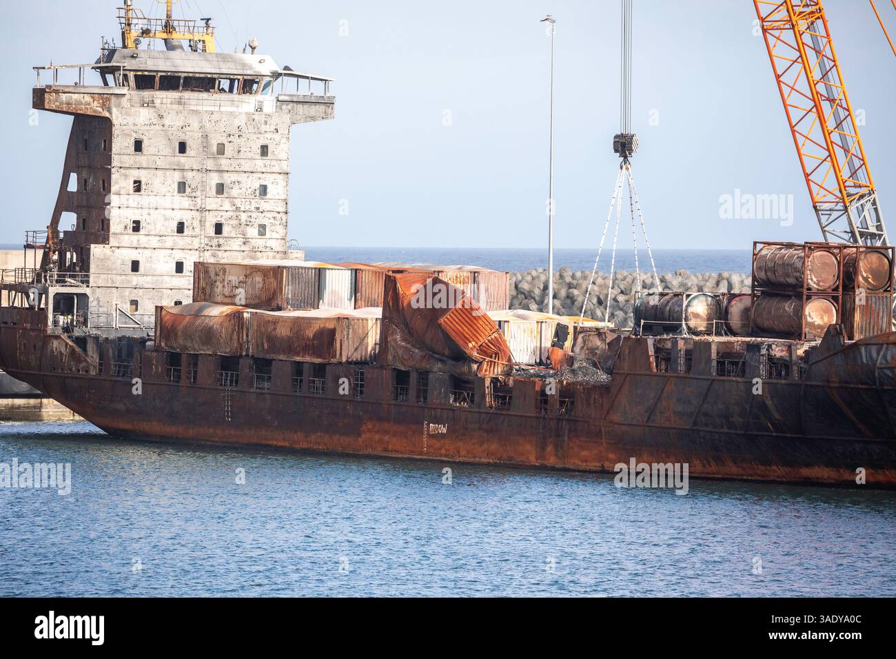 Fire damaged container ship Solong was moored in Aberdeen for safe ...