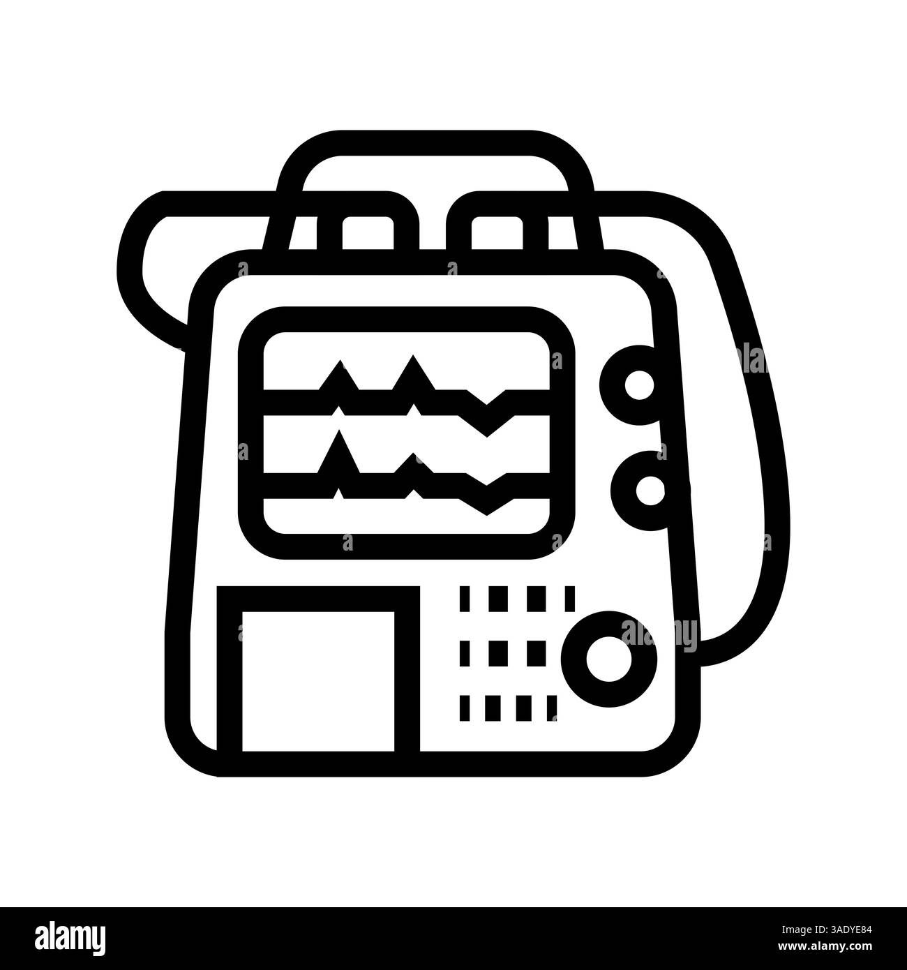 defibrillator black line icon for digital and print projects. Minimal ...