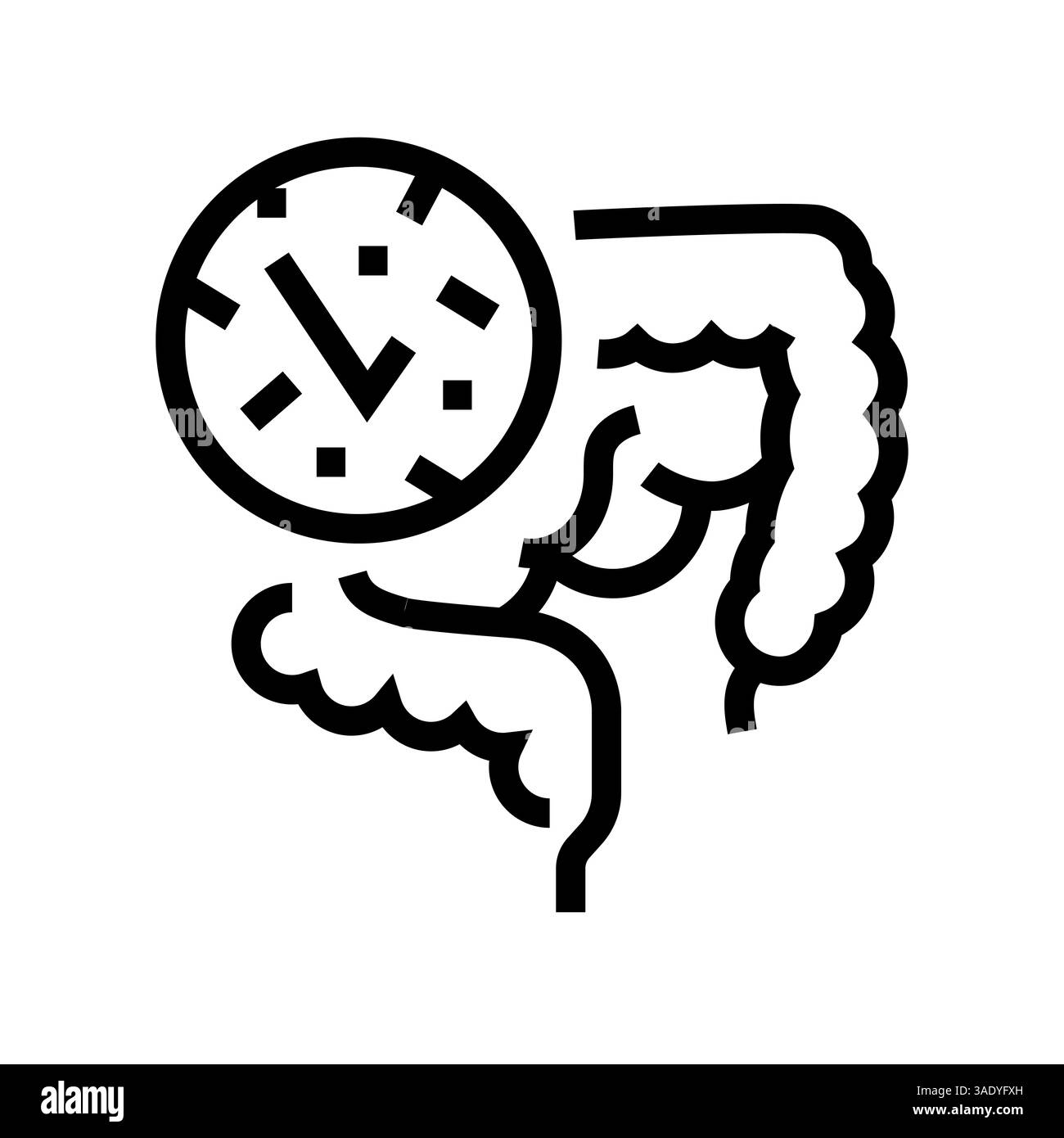 Healthy gut microbiome black line icon for digital and print projects ...