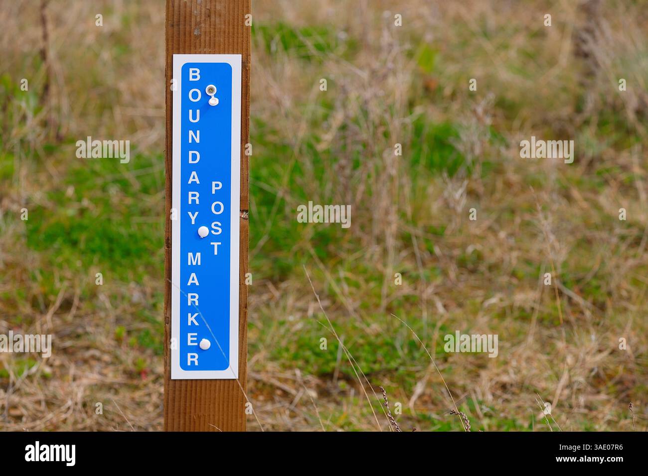 Boundary marker post on a new housing development in Leeds,West ...