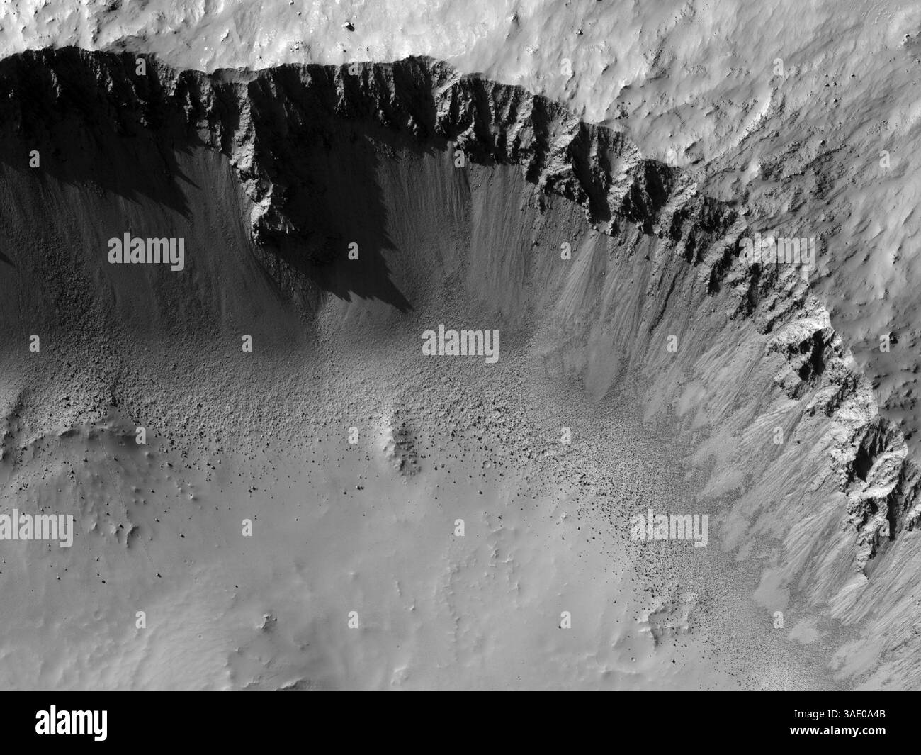 Feb. 8, 2012 - Mars, Milky Way Galaxy - A well-preserved impact crater about 6 or 7 kilometers ...
