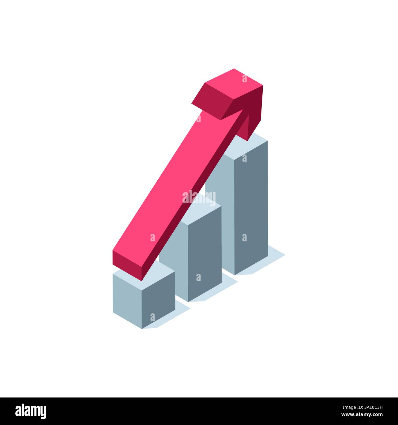 isometric chart icon with up arrow on white background, financial ...