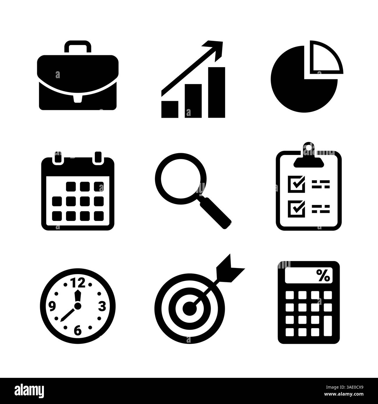 set of business icons in black color on a white background, business ...