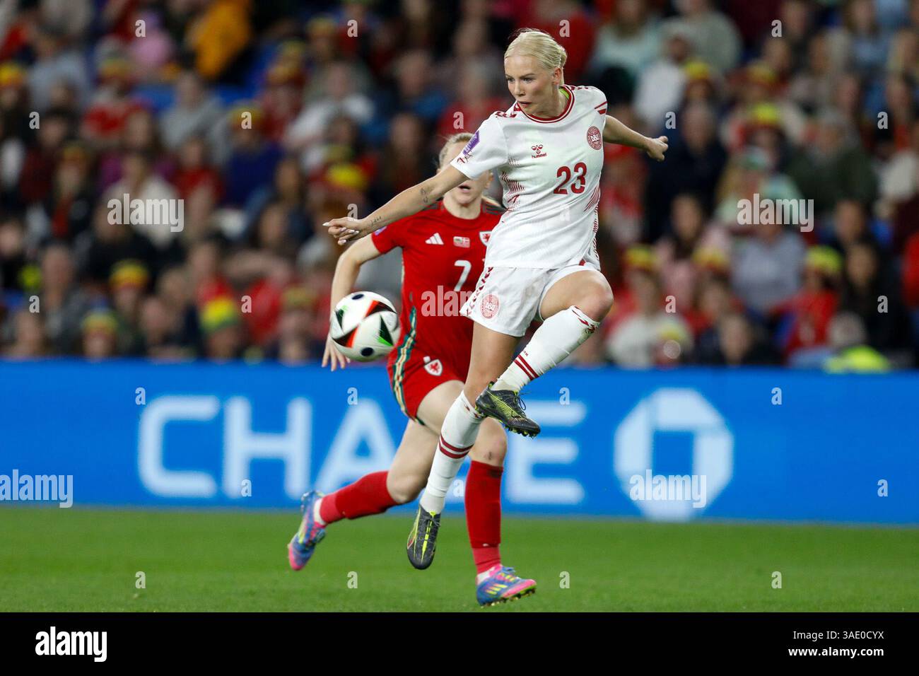 Cardiff, Wales, April 4th 2025: Sofie Svava of Denmark during the UEFA ...