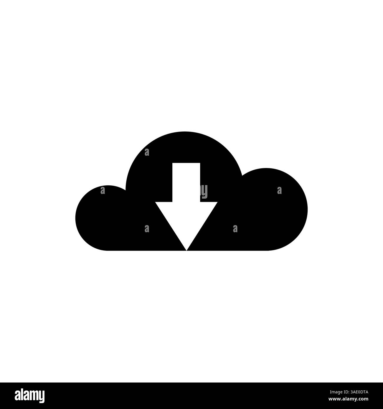 cloud icon with down arrow in black on white background, uploading data from cloud storage Stock ...