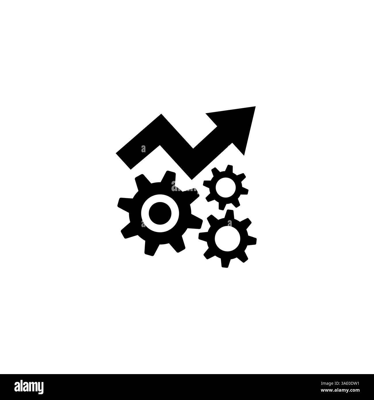 gears and arrows icon in black color on a white background, work on ...