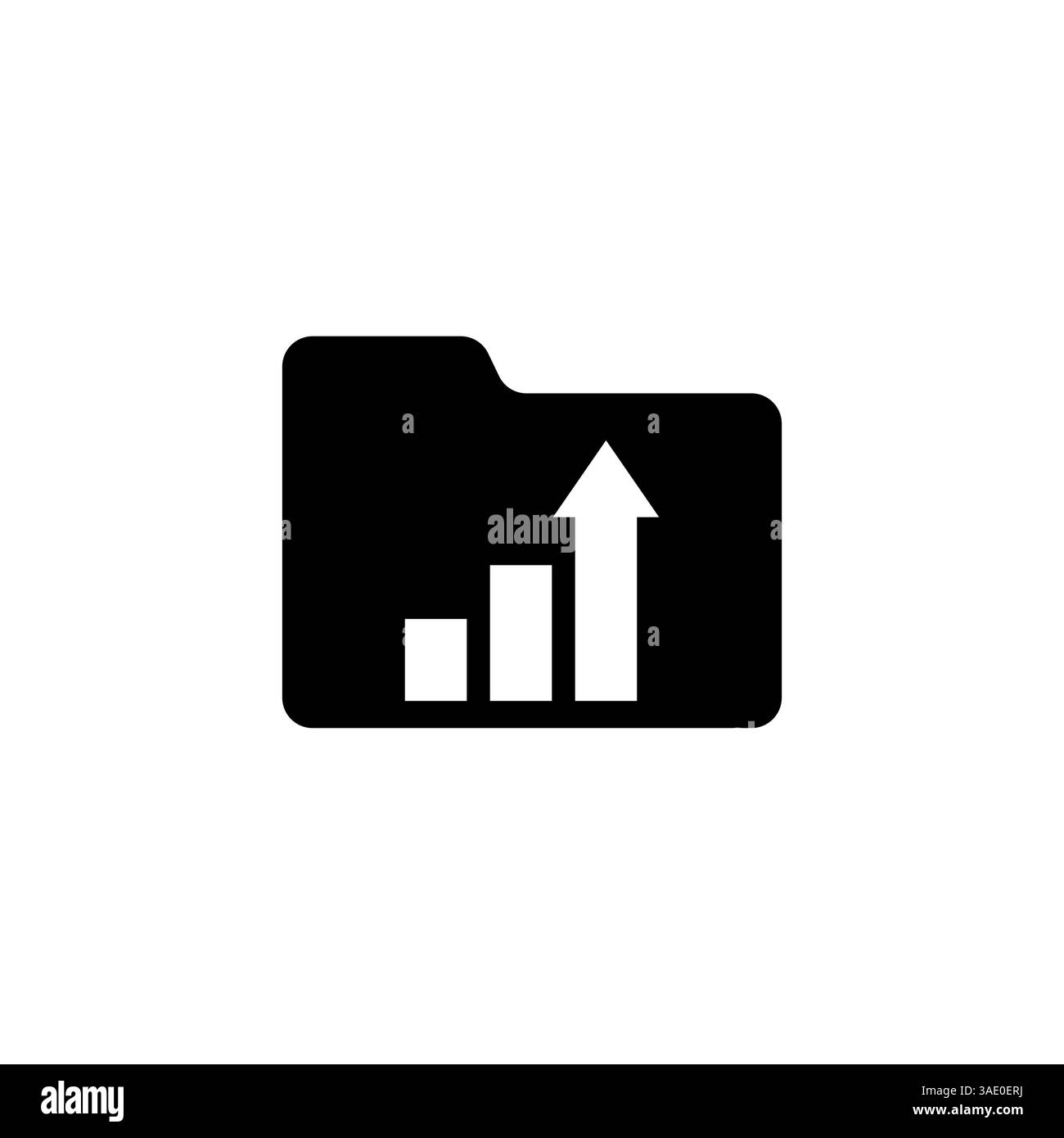chart folder icon in blaсk on white background, statistical data or ...