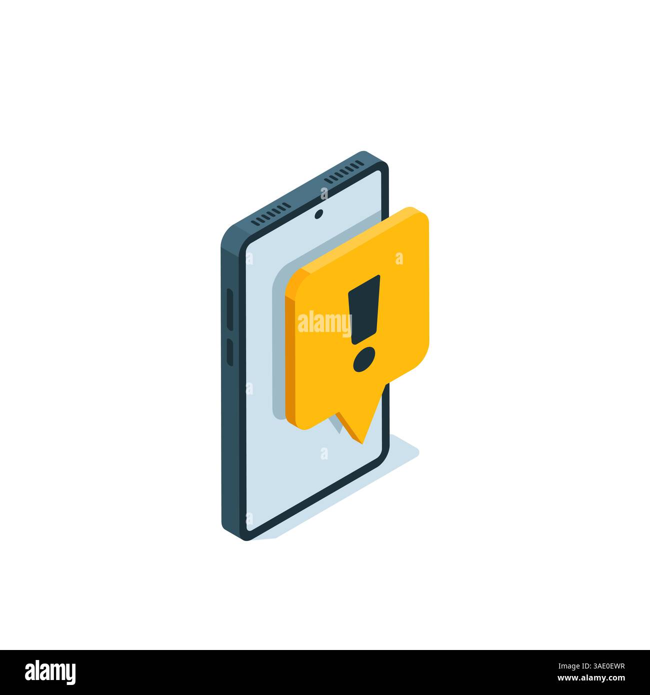 isometric mobile phone icon in black color on white background, yellow ...
