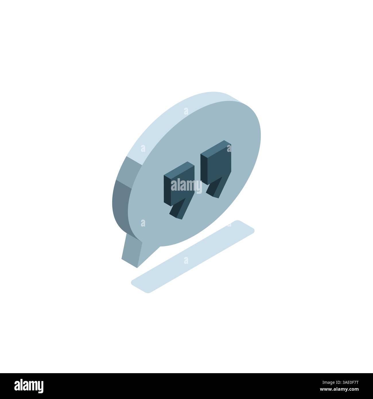 isometric text bubble icon with quotes in color on white background ...
