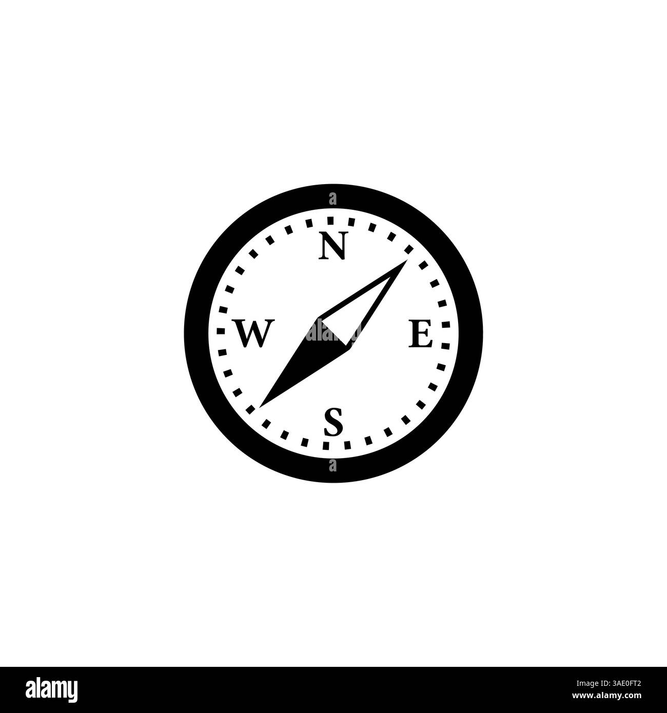 compass icon in black on a white background, the right direction or ...