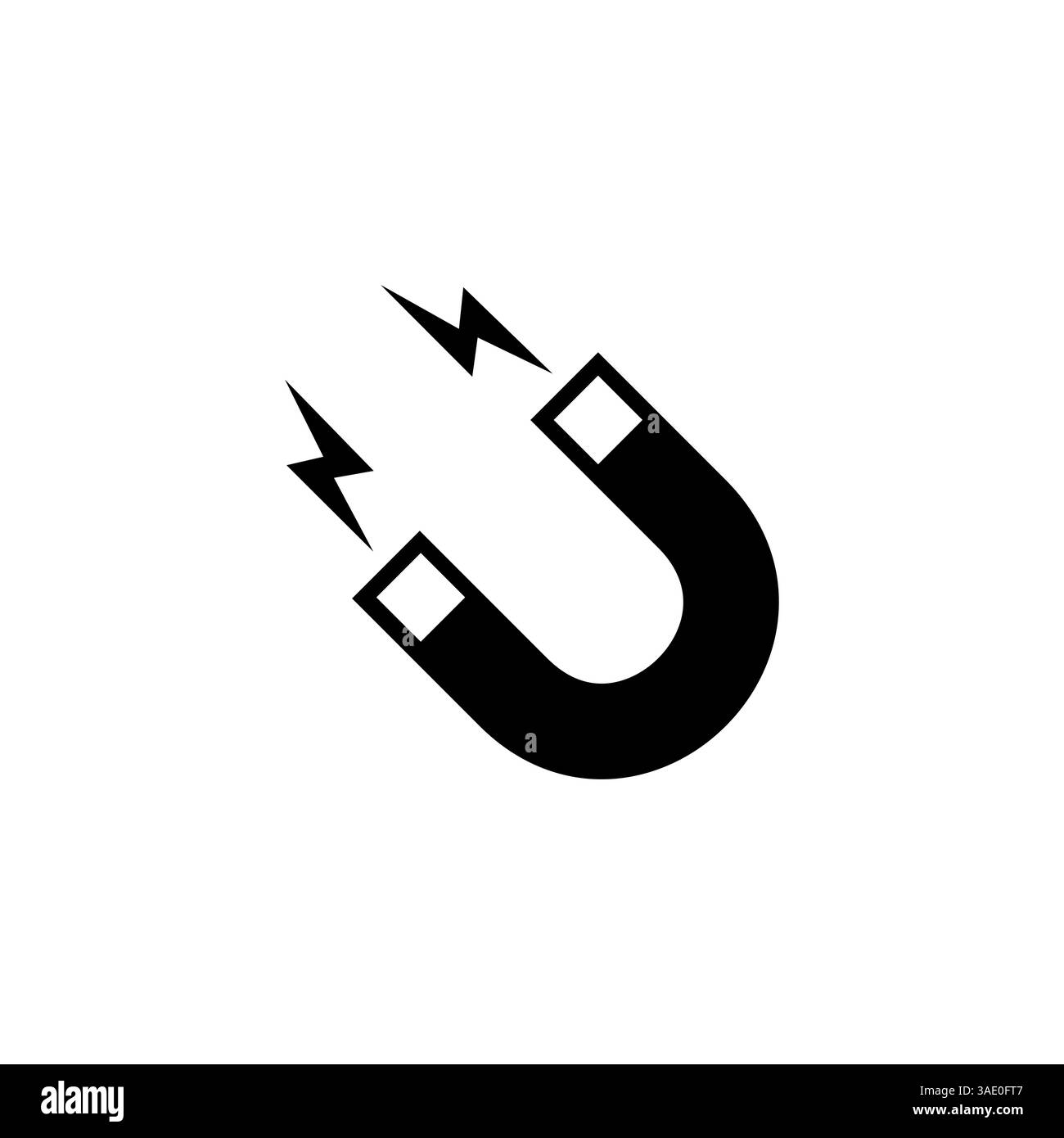 magnet icon in black on white background, attraction force or seo Stock ...