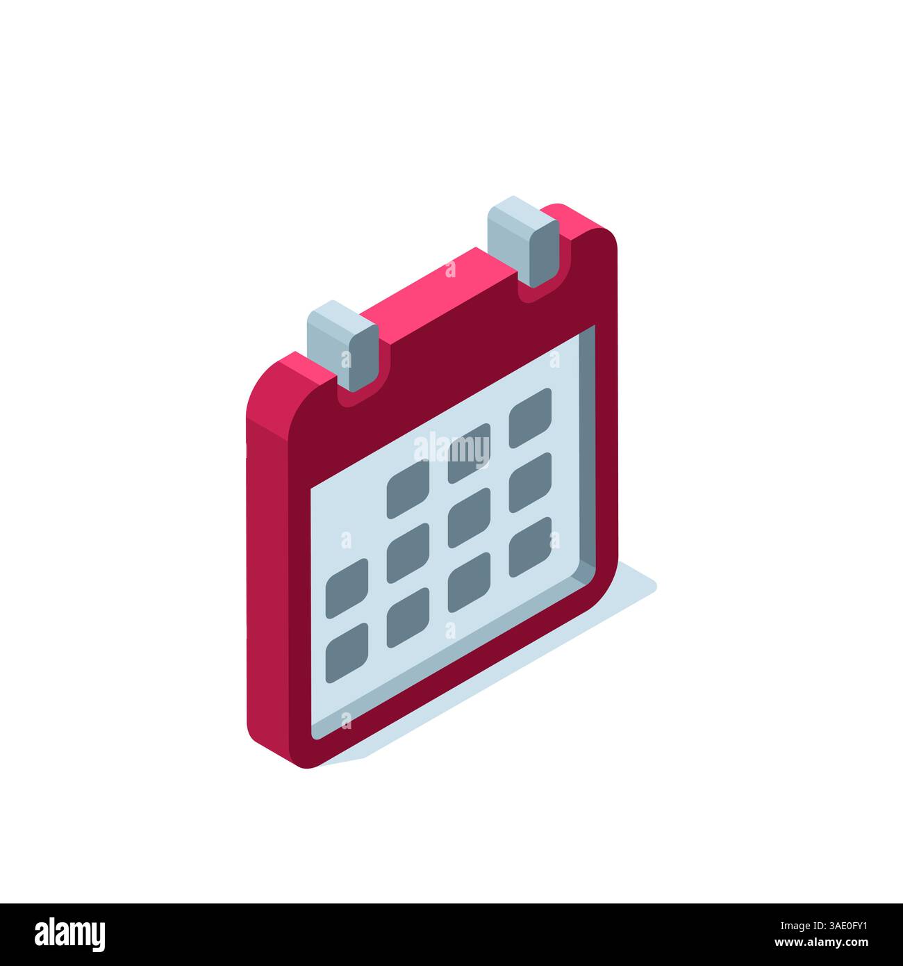 isometric calendar icon in color on white background, time or business ...